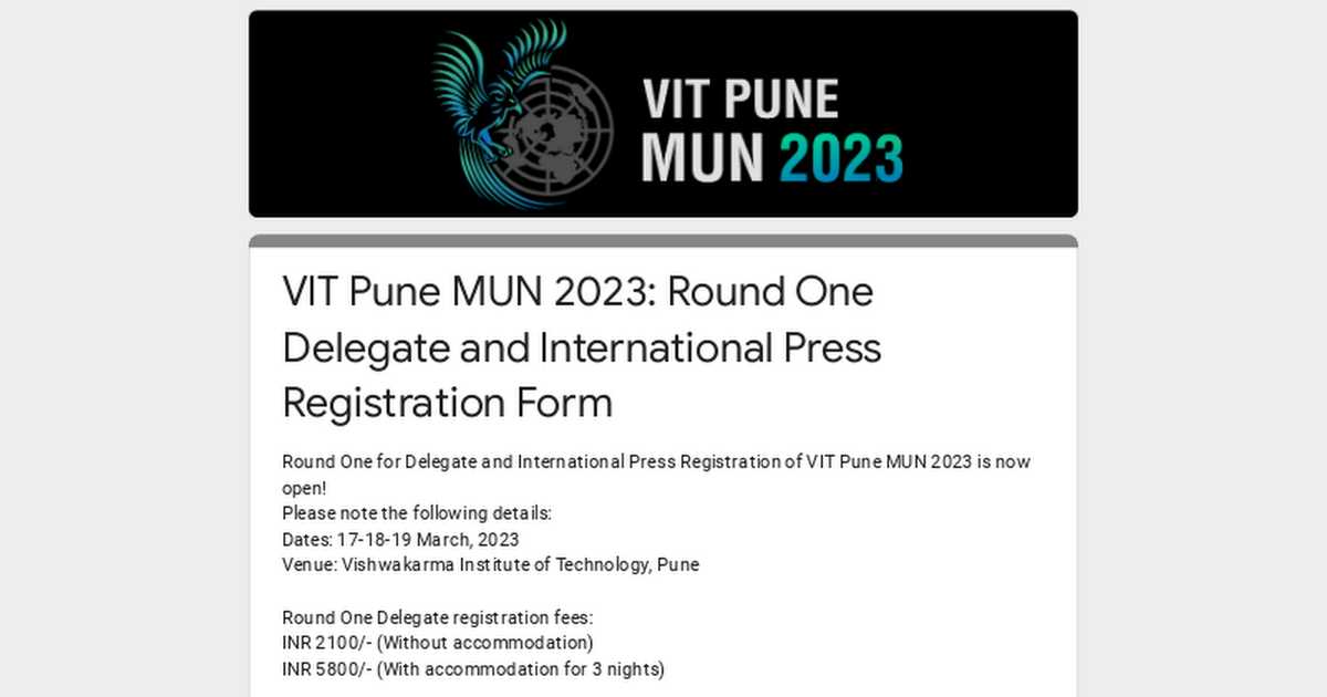 VIT Pune MUN | Twitter, Instagram, Facebook | Linktree