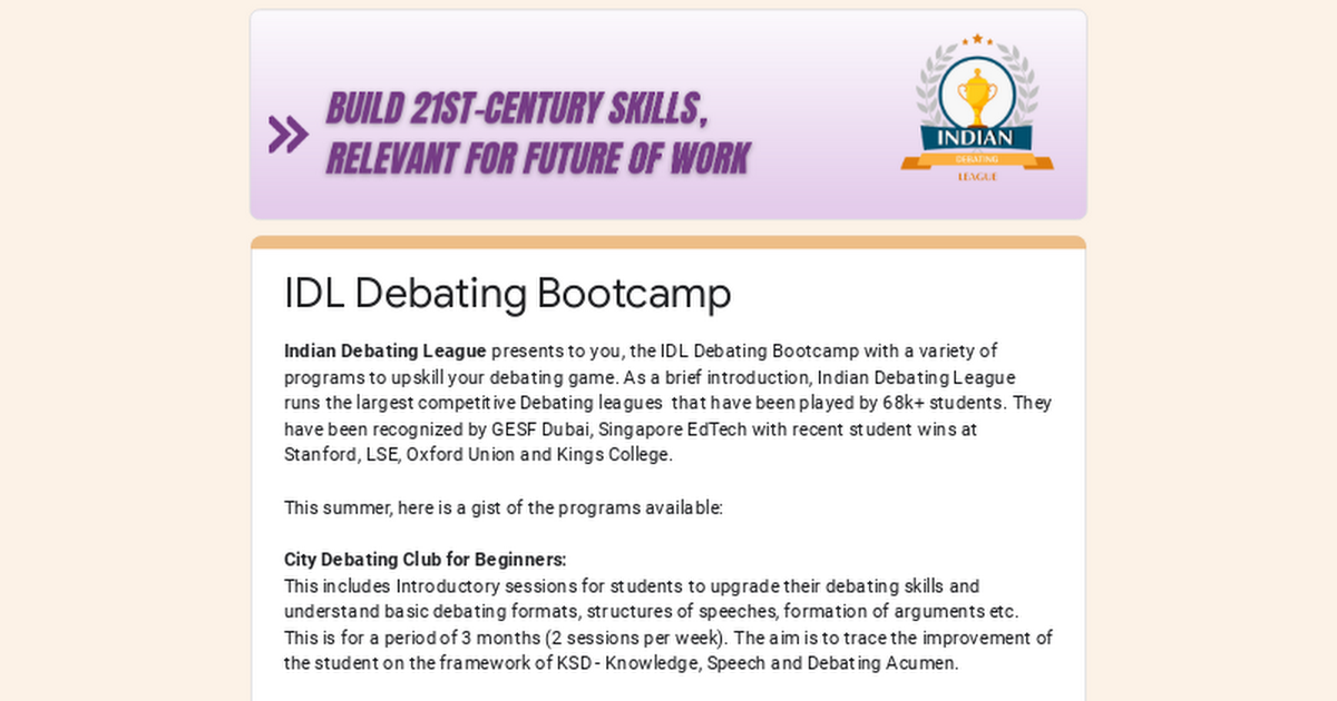 Indian Debating League | Linktree