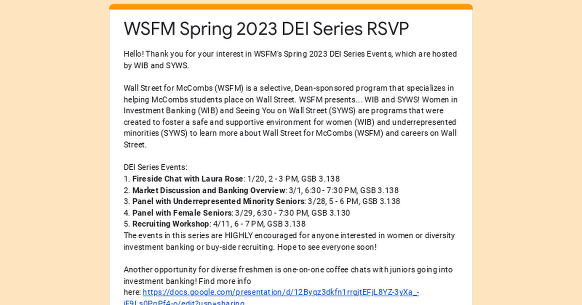 Wall Street for McCombs (WSFM) | Linktree