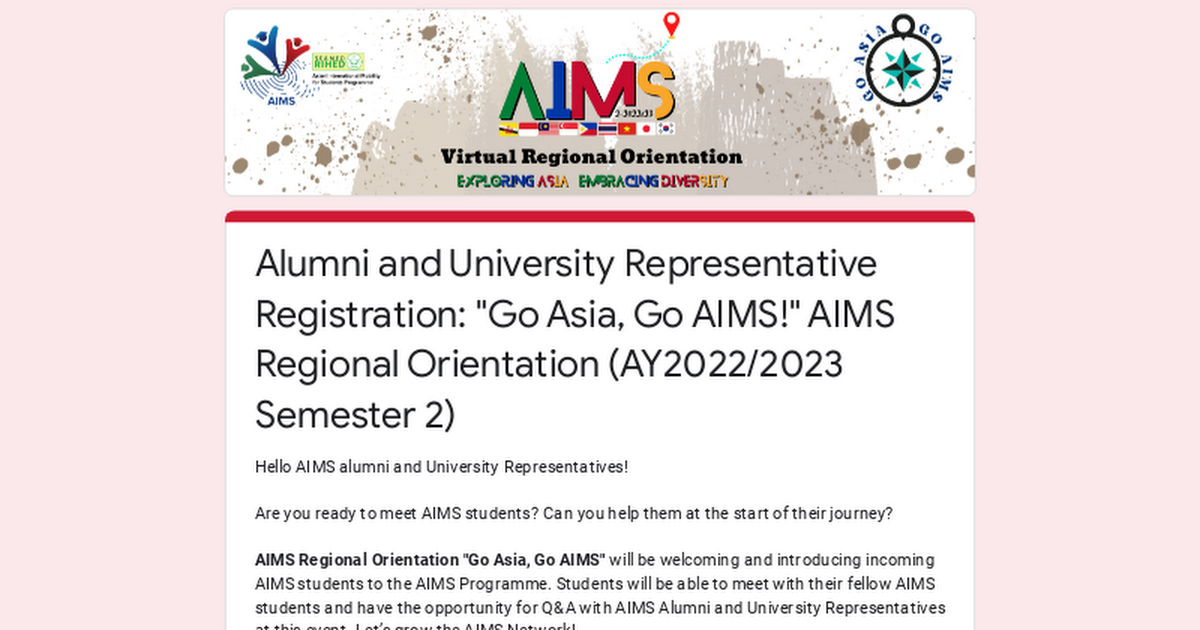 AIMS Programme Official | Instagram, Facebook | Linktree