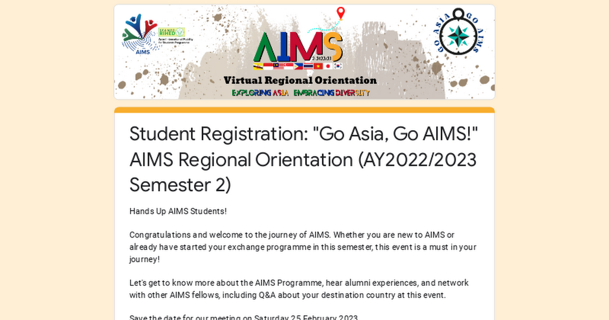 AIMS Programme Official | Instagram, Facebook | Linktree