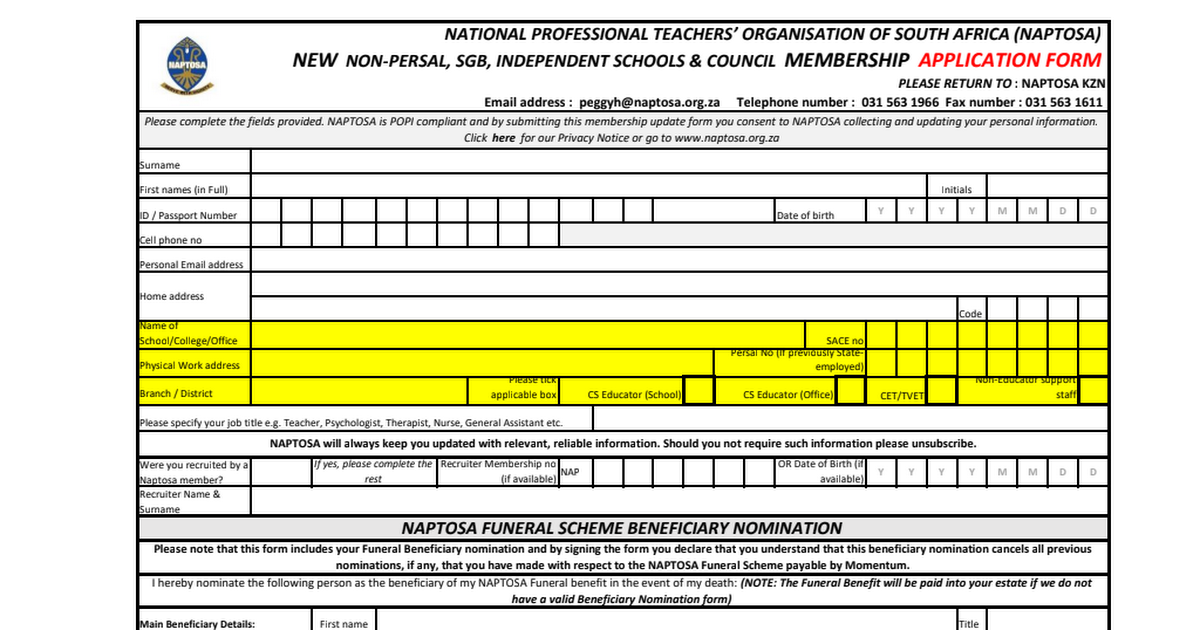 NAPTOSA KZN | Instagram, Facebook | Linktree