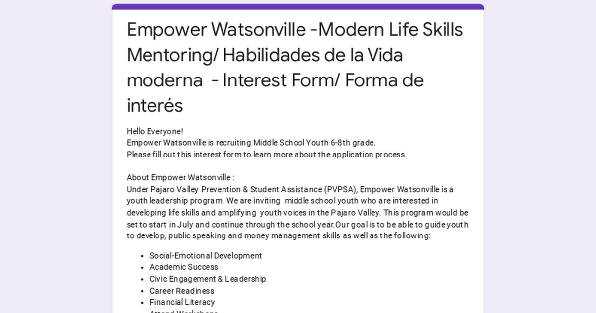 Empower Watsonville Youth | Linktree